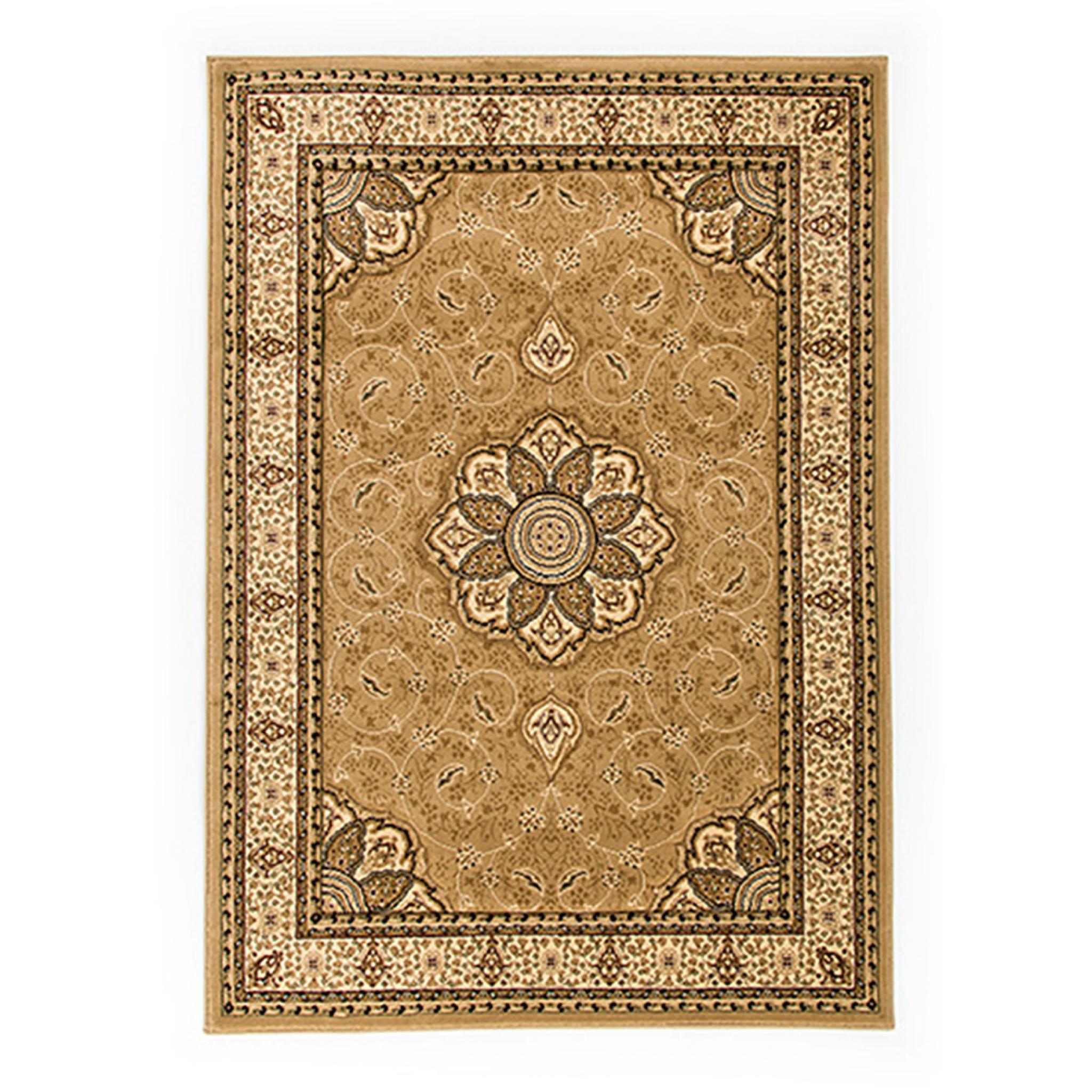 Luxury Hand Carved Beige Persian Design Rug