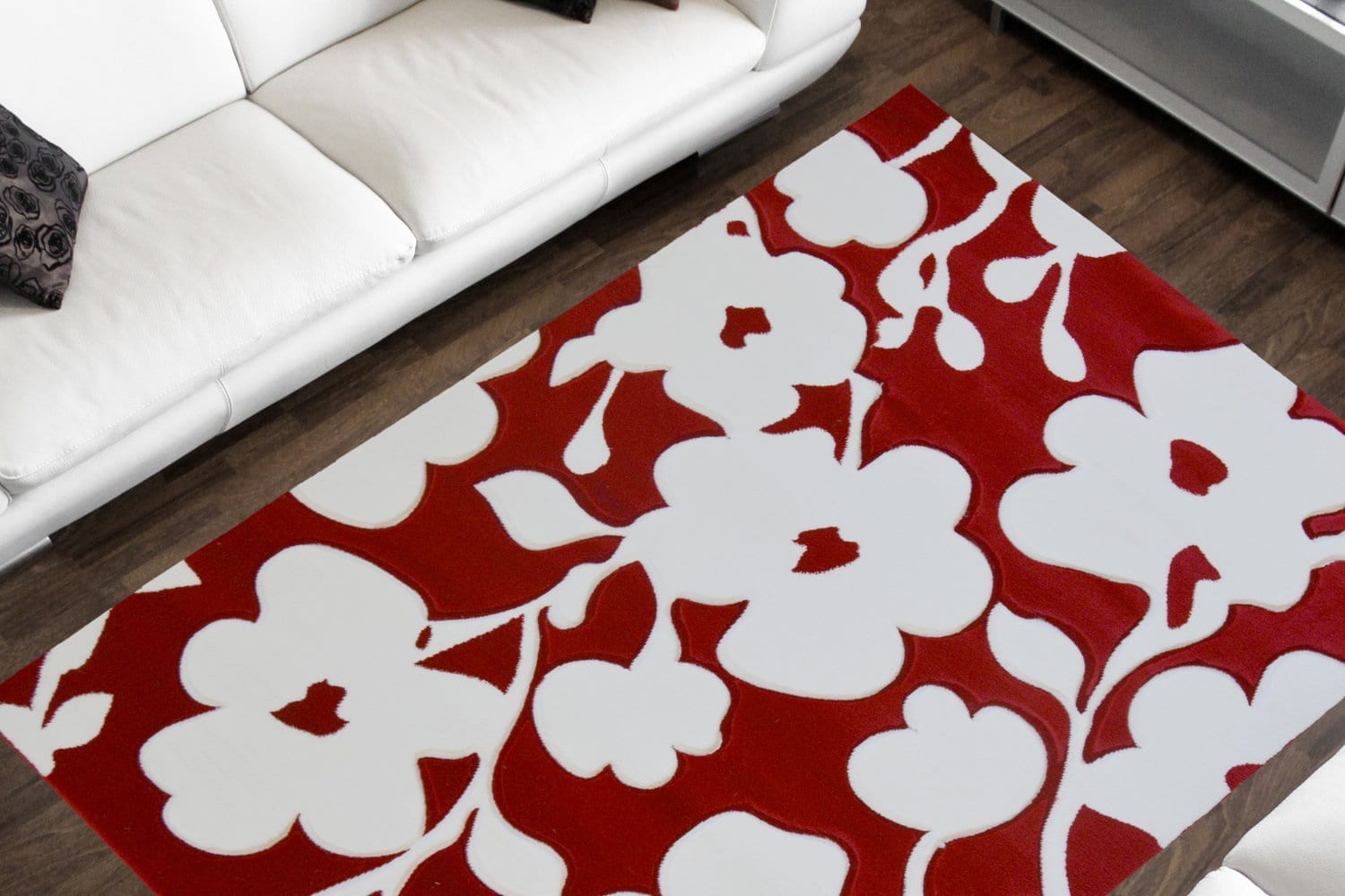 Luxury Bold Floral Red Miami Rug | Cosy Modern Rug