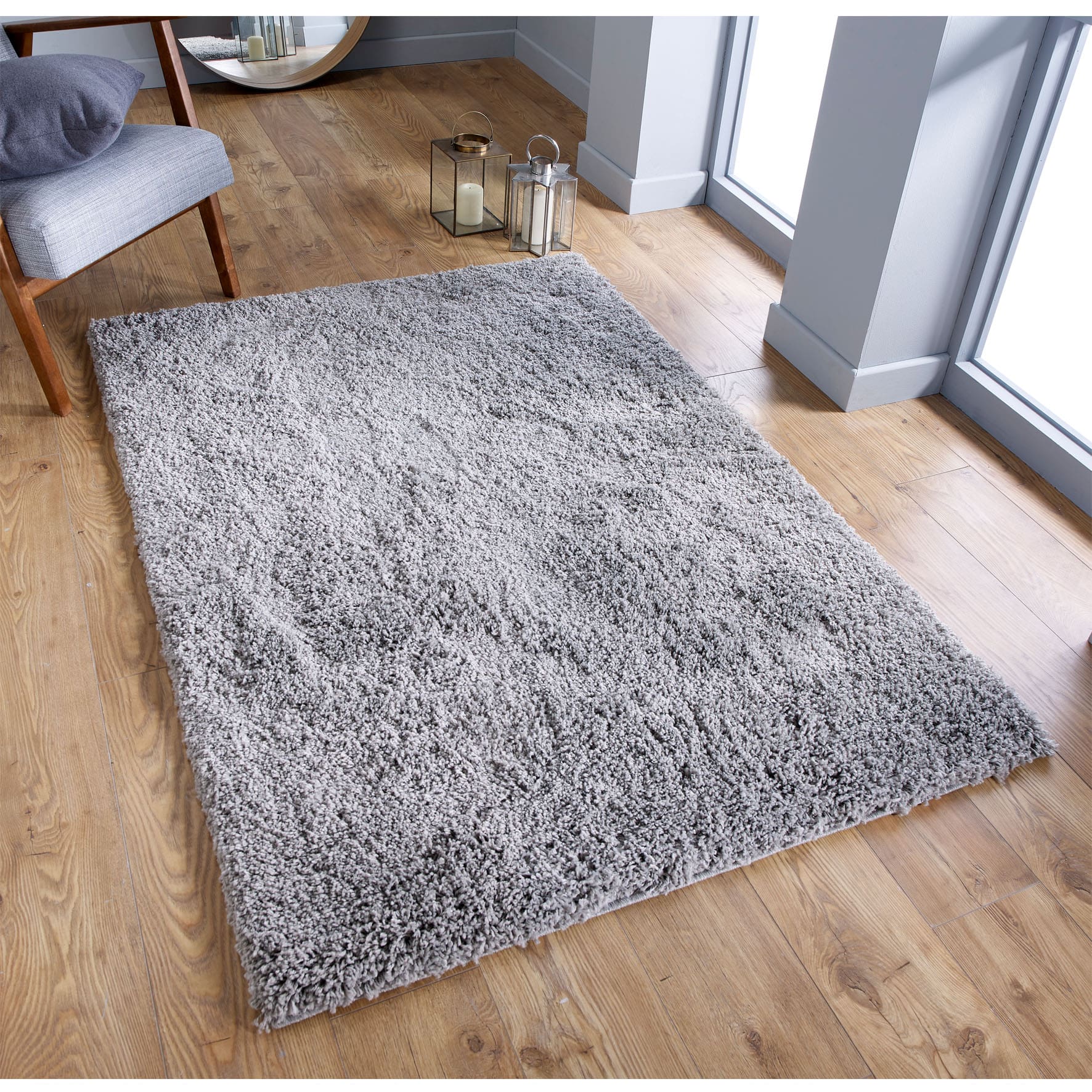 Serene Grey Shaggy Rug | Luxuriously Soft Plain Rug