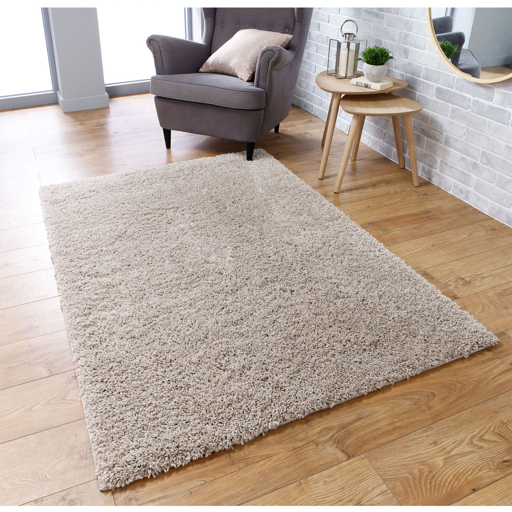 Serene Light Beige Shaggy Rug | Modern Rugs