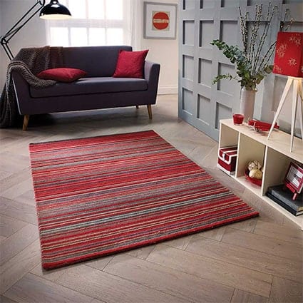 Carter Red Striped Rug | Luxuriously Soft Striped Rug